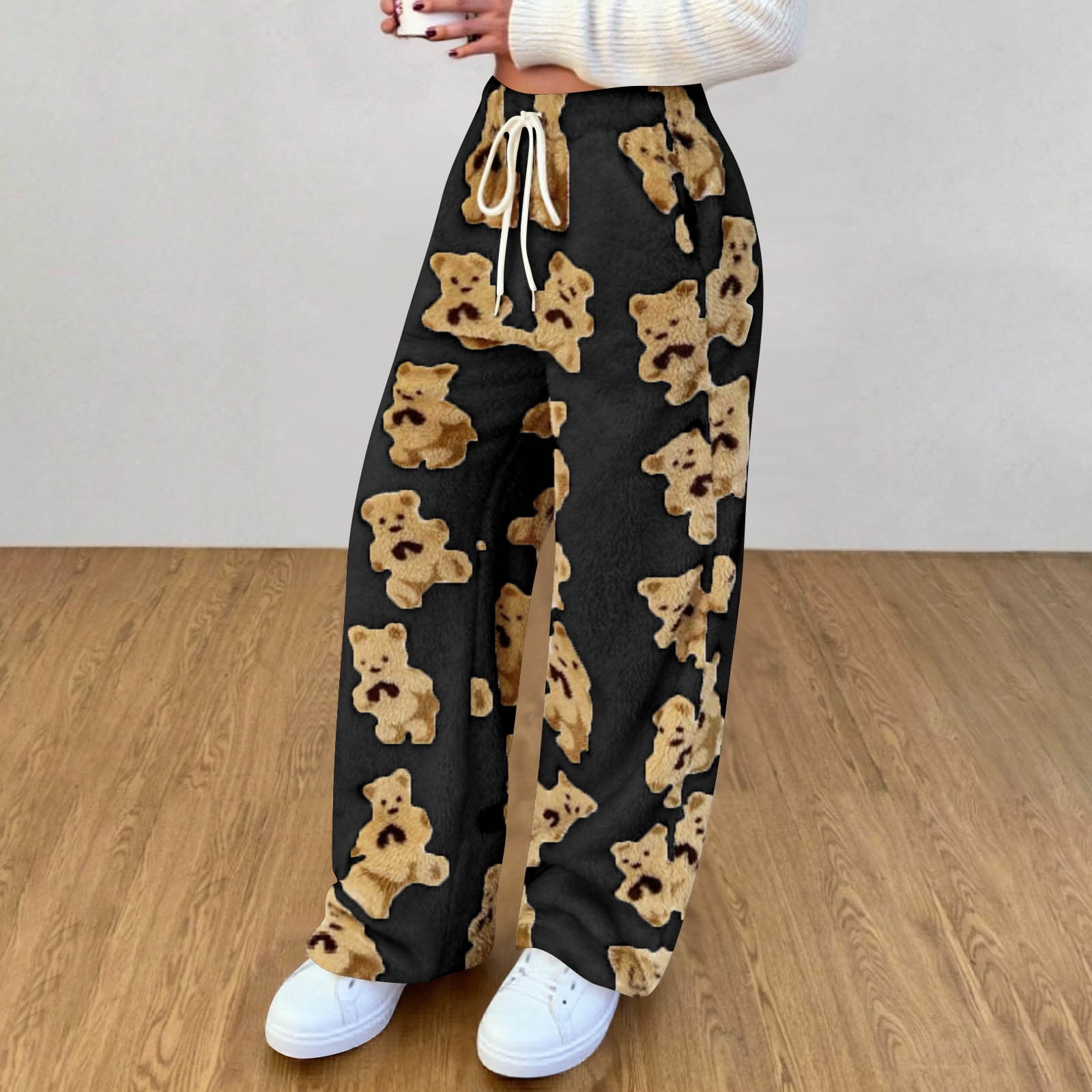 HongQid Women's Fuzzy Plush Warm Pajama Pants Fleece Lounge Sleepwear ...