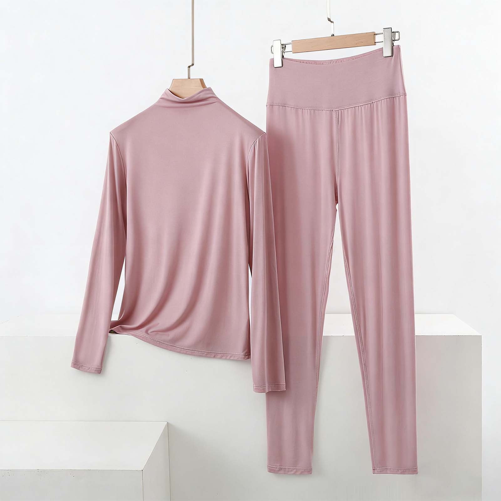 HongQid Womens Modal 2 Pack Pajama Set Long Sleeve Pajamas Top and ...