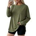 HongQid Womens Oversized Long Sleeve Workout Tops Basic Crewneck Tees ...