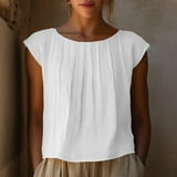 HongQid Womens Tops Cap Sleeve T Shirts Crew Neck Basic Tees Tops ...