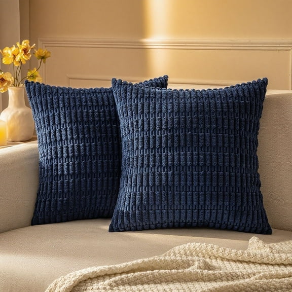 Blue Green Block Print Pillow Covers 18x18 Inch Set of 2, Vintage ...