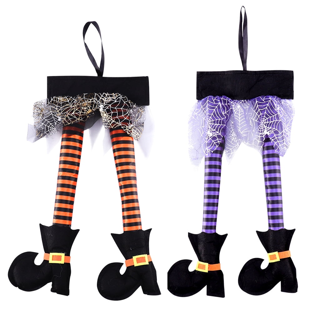 Hongchegh 2pcs Halloween Witchs Legs Plush Props for Wreath Crafts ...