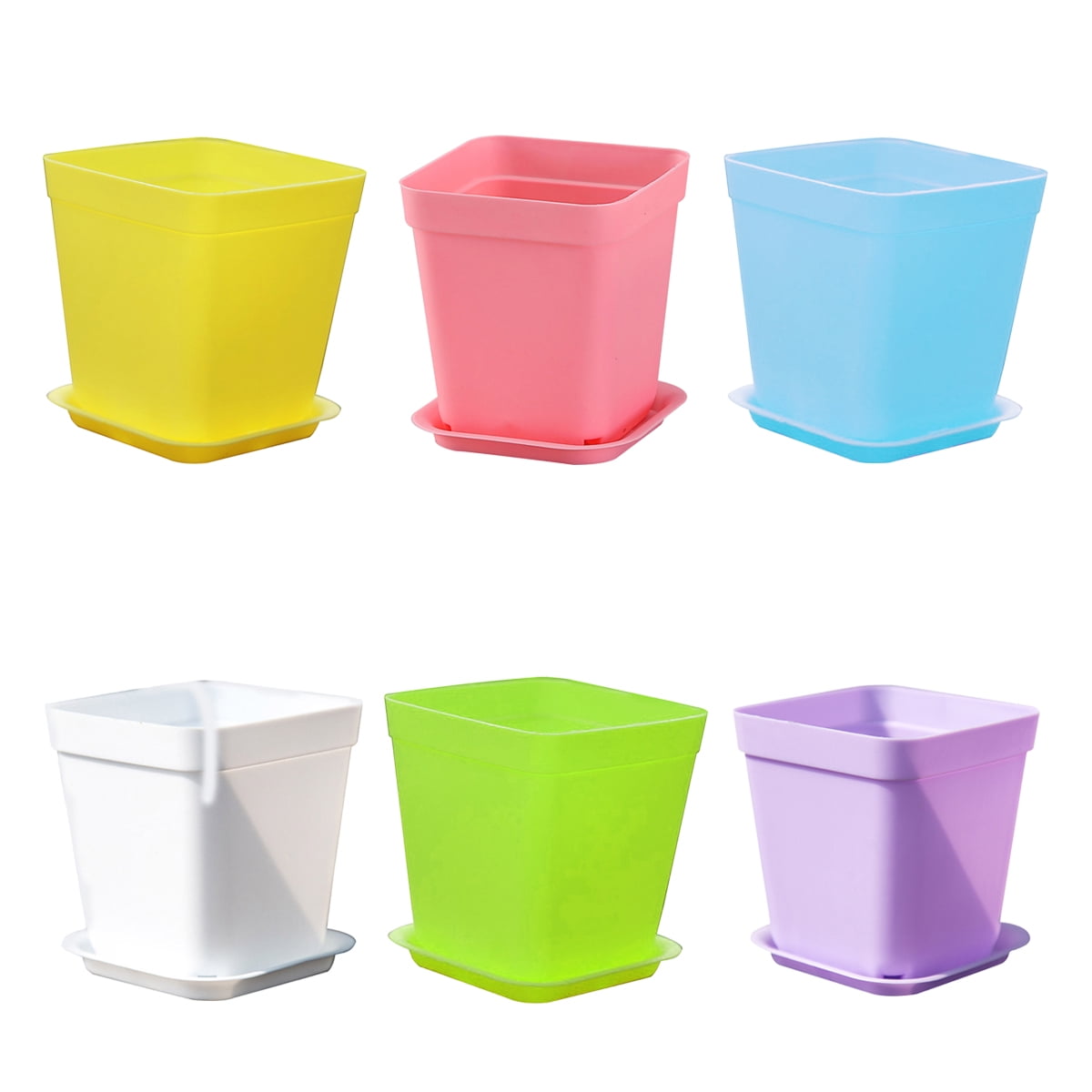 Hongchegh plastic flower pot 12pcs Plastic Square Flower Pot Mini ...