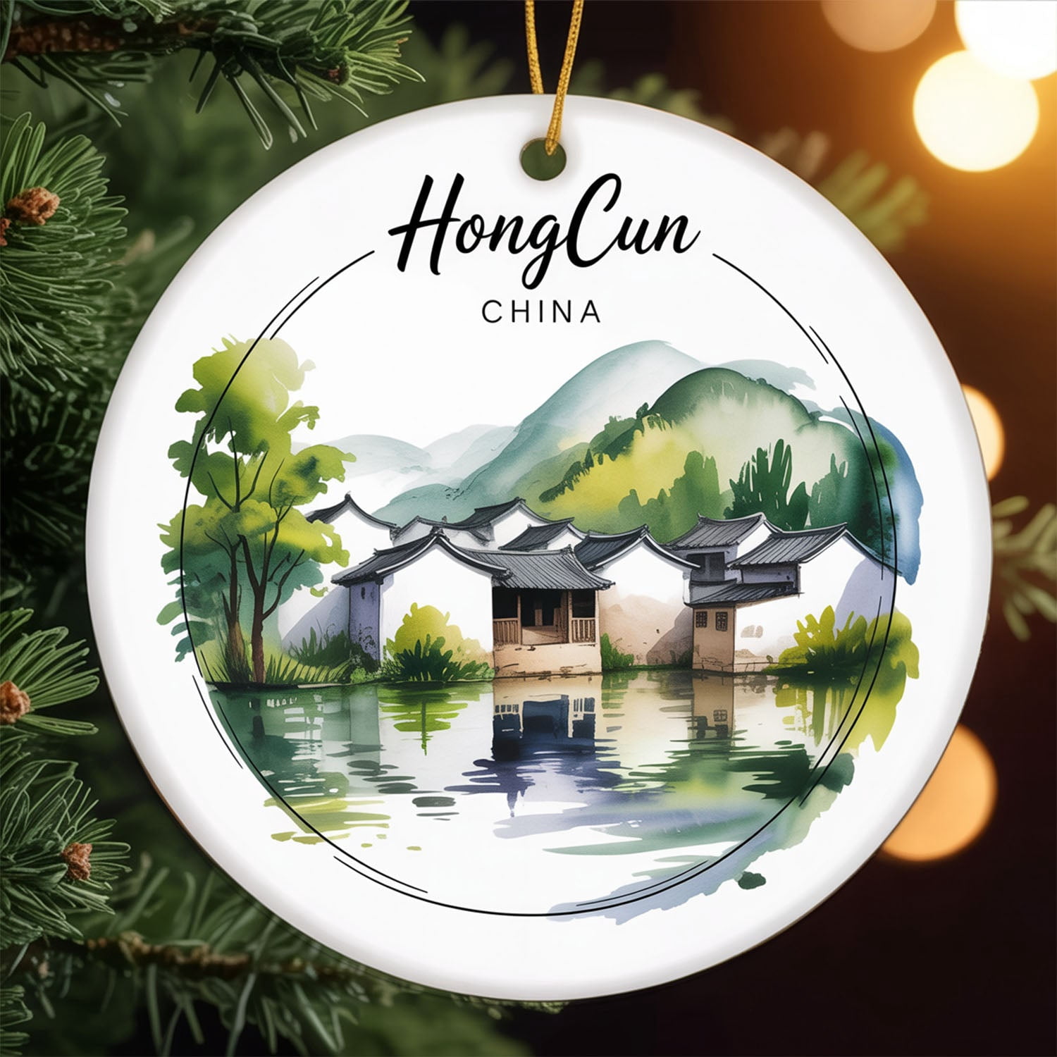 Hongcun Village – Huangshan, Anhui Ceramic Ornament, Christmas Tree ...