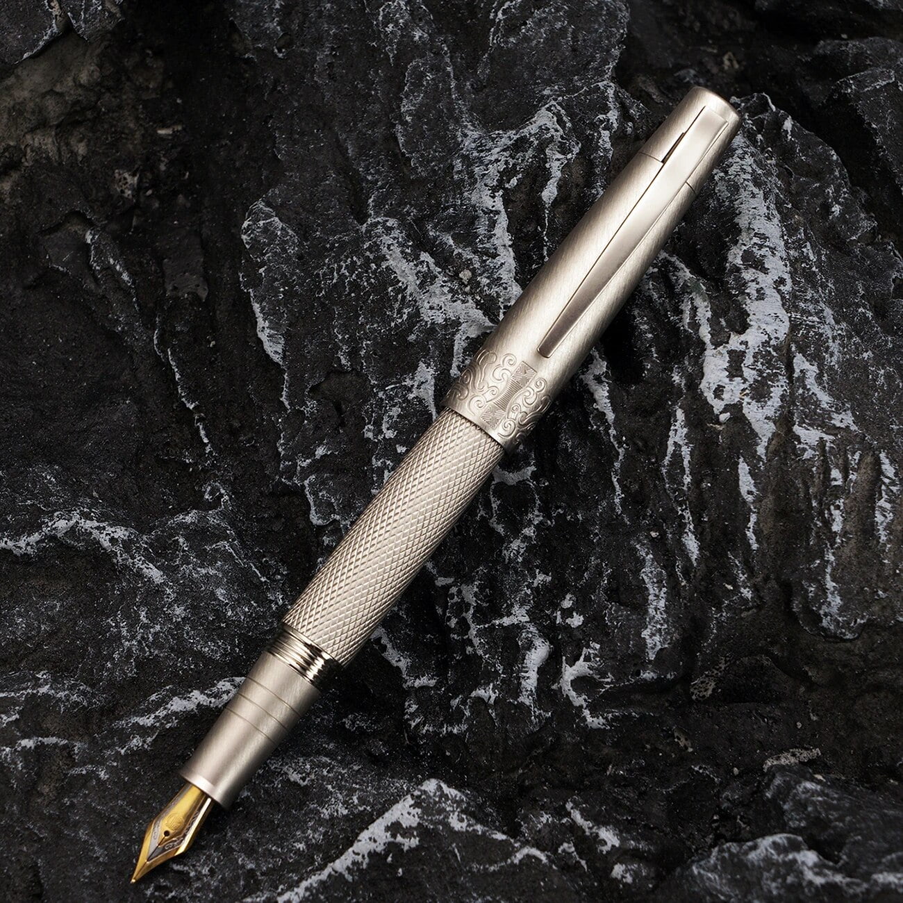 Hongdian 6013 Black Metal Fountain Pen Titanium Black/Silver EF/F/Bent ...