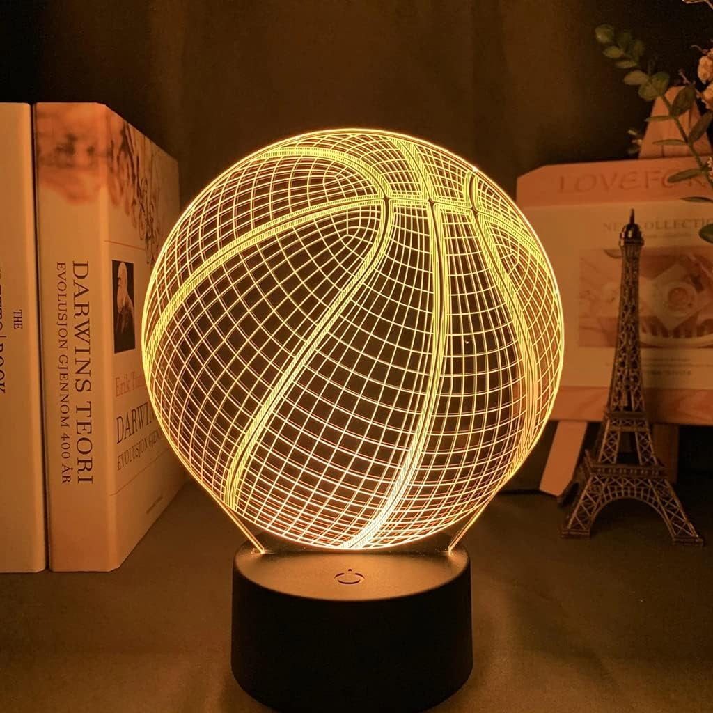 Hggkaie 3D Illusion Basketball Night Light for Kids Desk Lamp Gifts ...