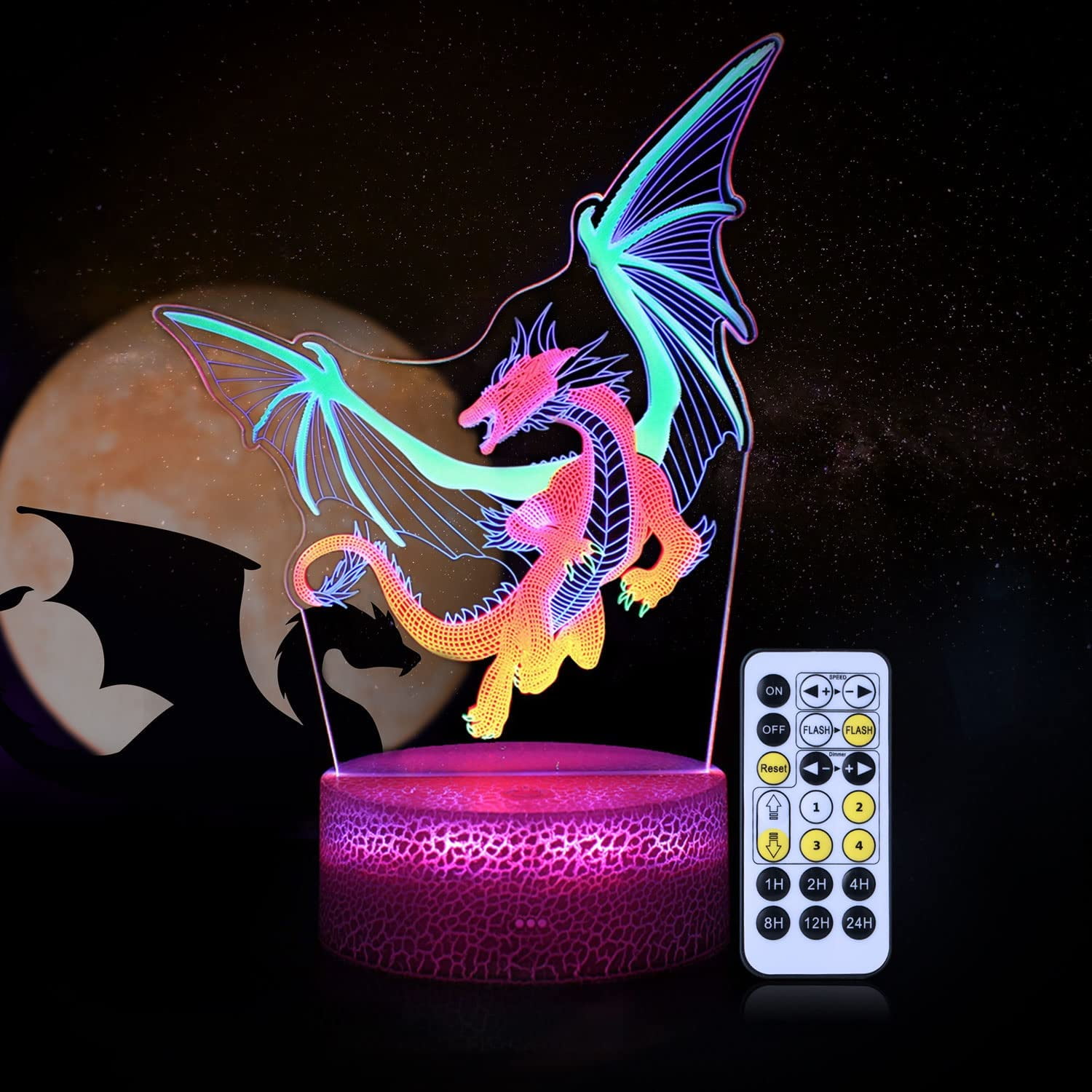 Hggkaie 3D Illusion Dinosaur Night Light for Boys, LED Nightlight with ...