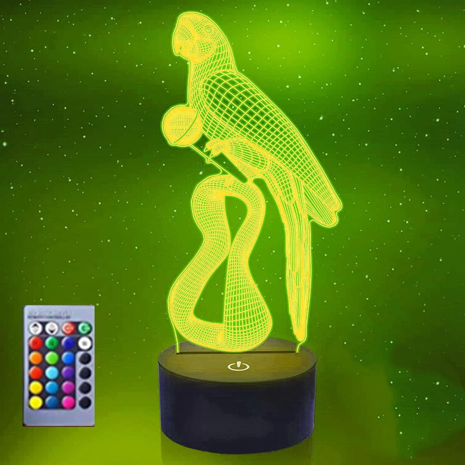 Hggkaie 3D Parrot Bird Night Light Lamp Illusion Night Light 16 Color ...