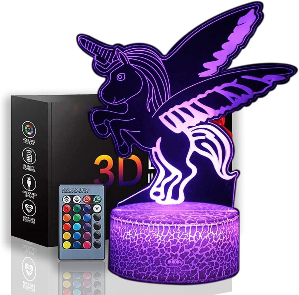 Hggkaie Cool Things for Bedrooms Unicorn 3D Visual Lamp Touch LED Table ...