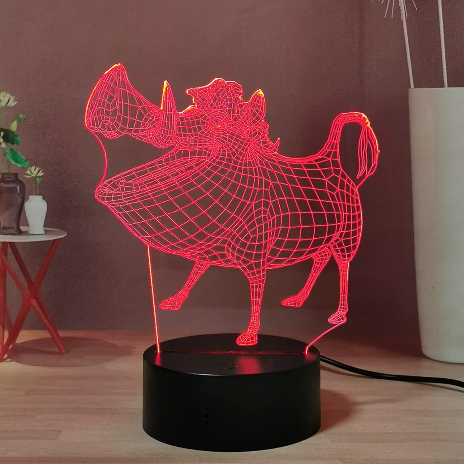 Hggkaie Pumbaa 3D Night Light, Lion Simba's Friend LED Desk Lamp 16 ...