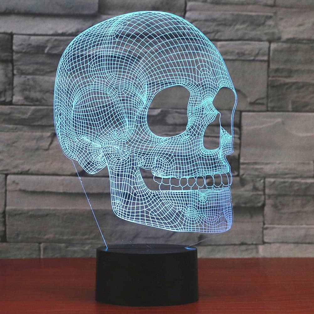 Hggkaie Scary Skull Night Light 3D Illusion Lamp, 7 Colors Changing USB ...