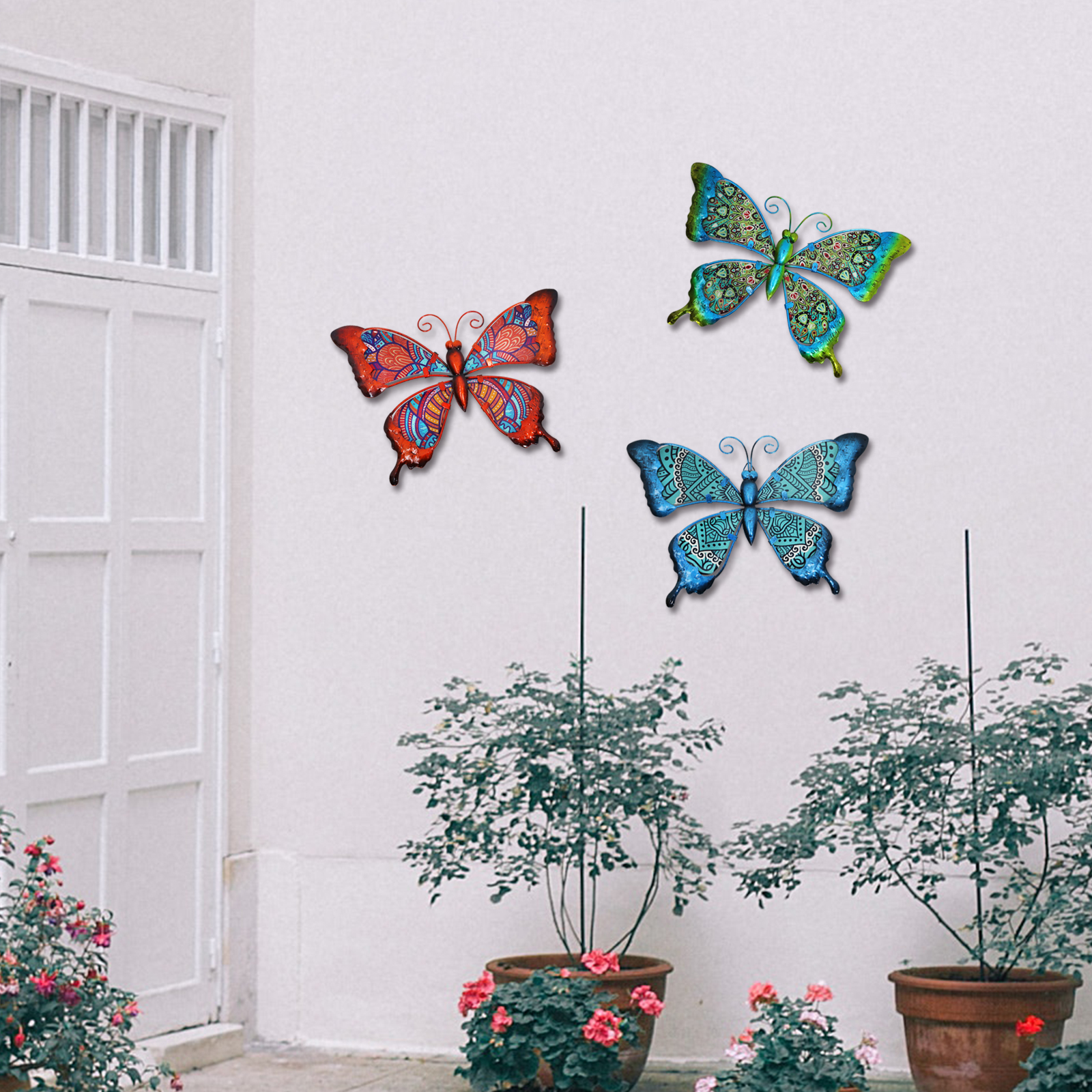 Garden Butterfly Metal Wall Art- Hand Painted Decorative 3D Butterflies ...