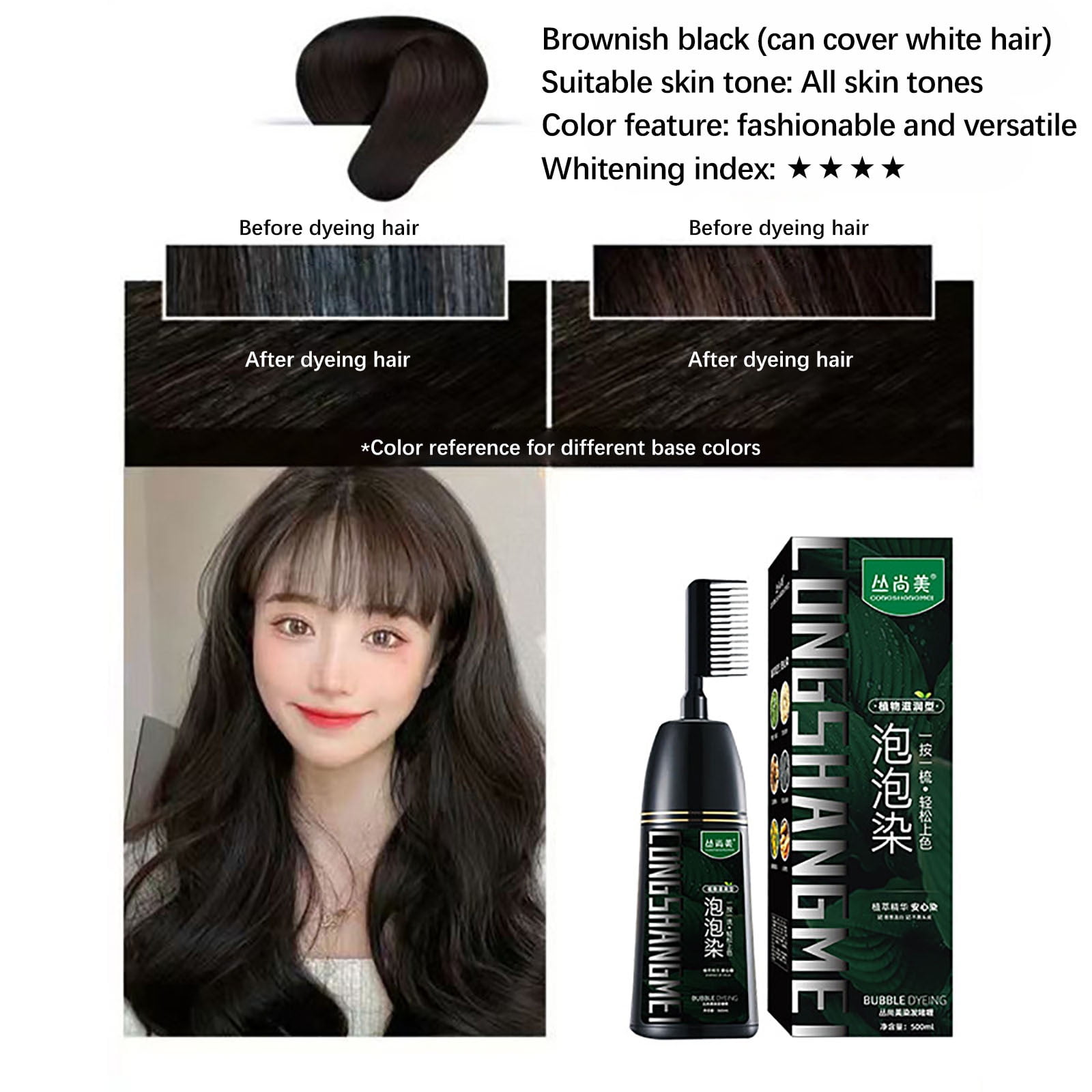 Hongssusuh Hair Dye Supple Plant Bubble Hair Tint , Hair Color For Gray ...