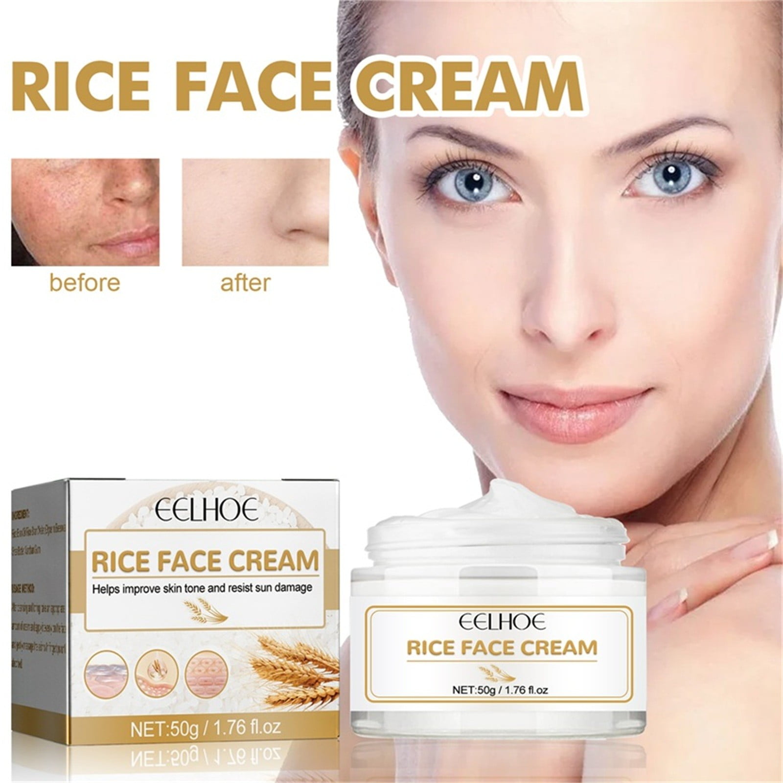 Hongssusuh Moisturizer Face Cream Antiwrinkle 41% Rice Bran Essence ...