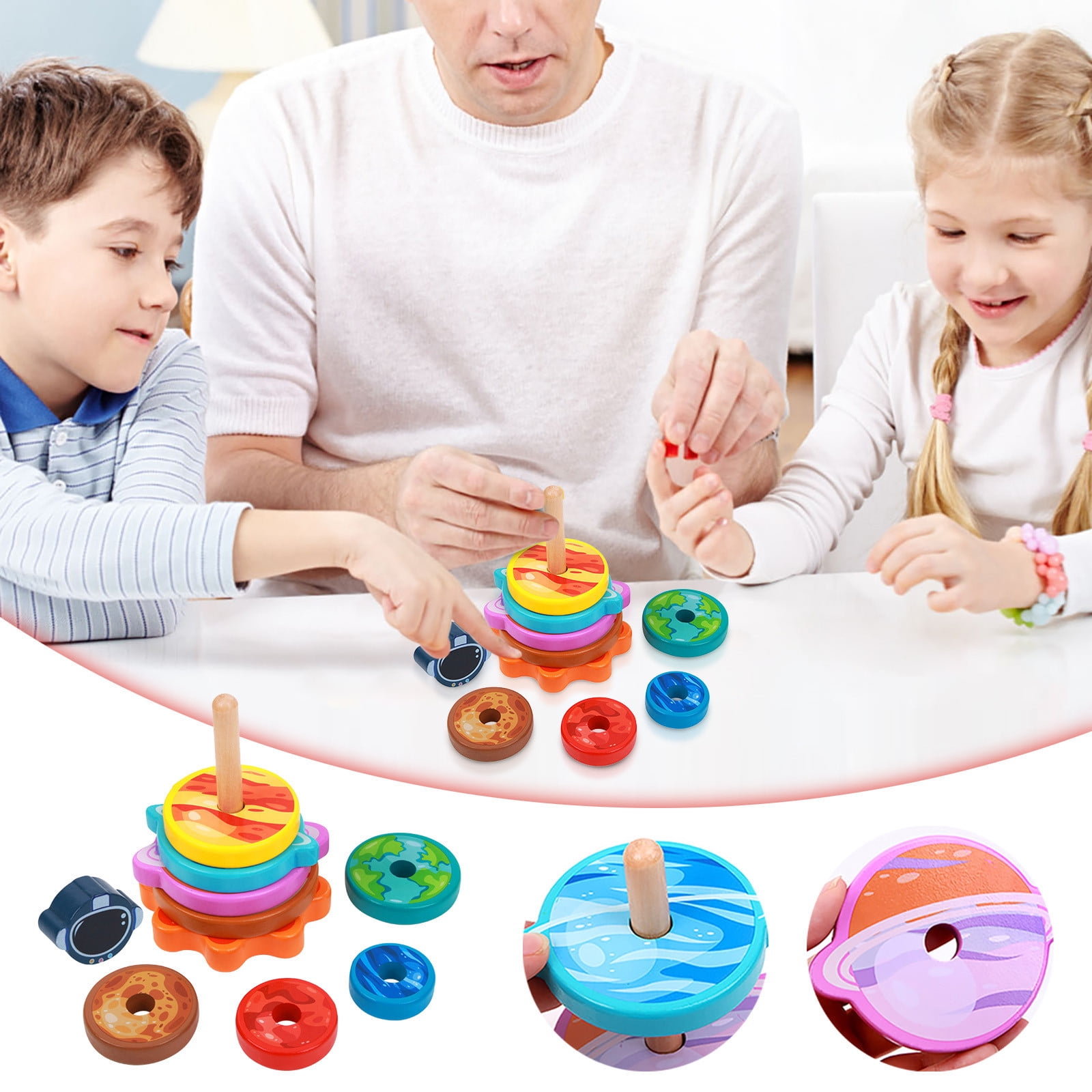 Hongssusuh Toys Gift Wooden Sorting Stacking Toys Shape Color Blocks ...