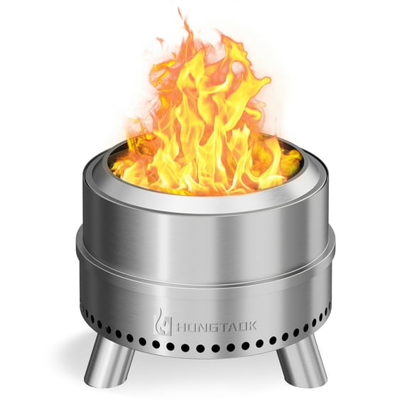 HongTaok, Portable Smokeless Fire Pit, 20 inch, Stainless Steel ...