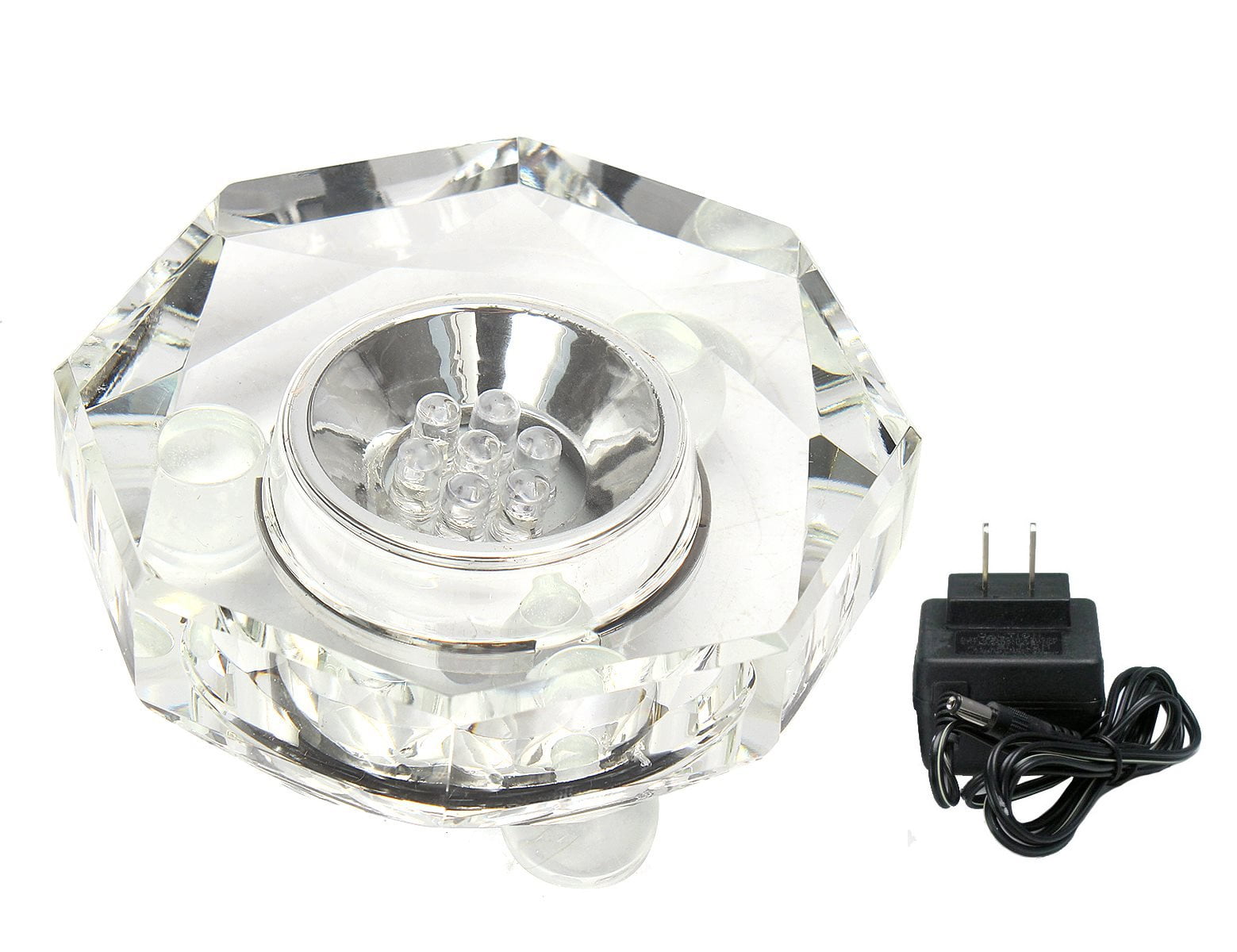 Hongville 7 LED Colorful Light Laser 4" Display Base Stand with Adapter (Crystal Clear ...