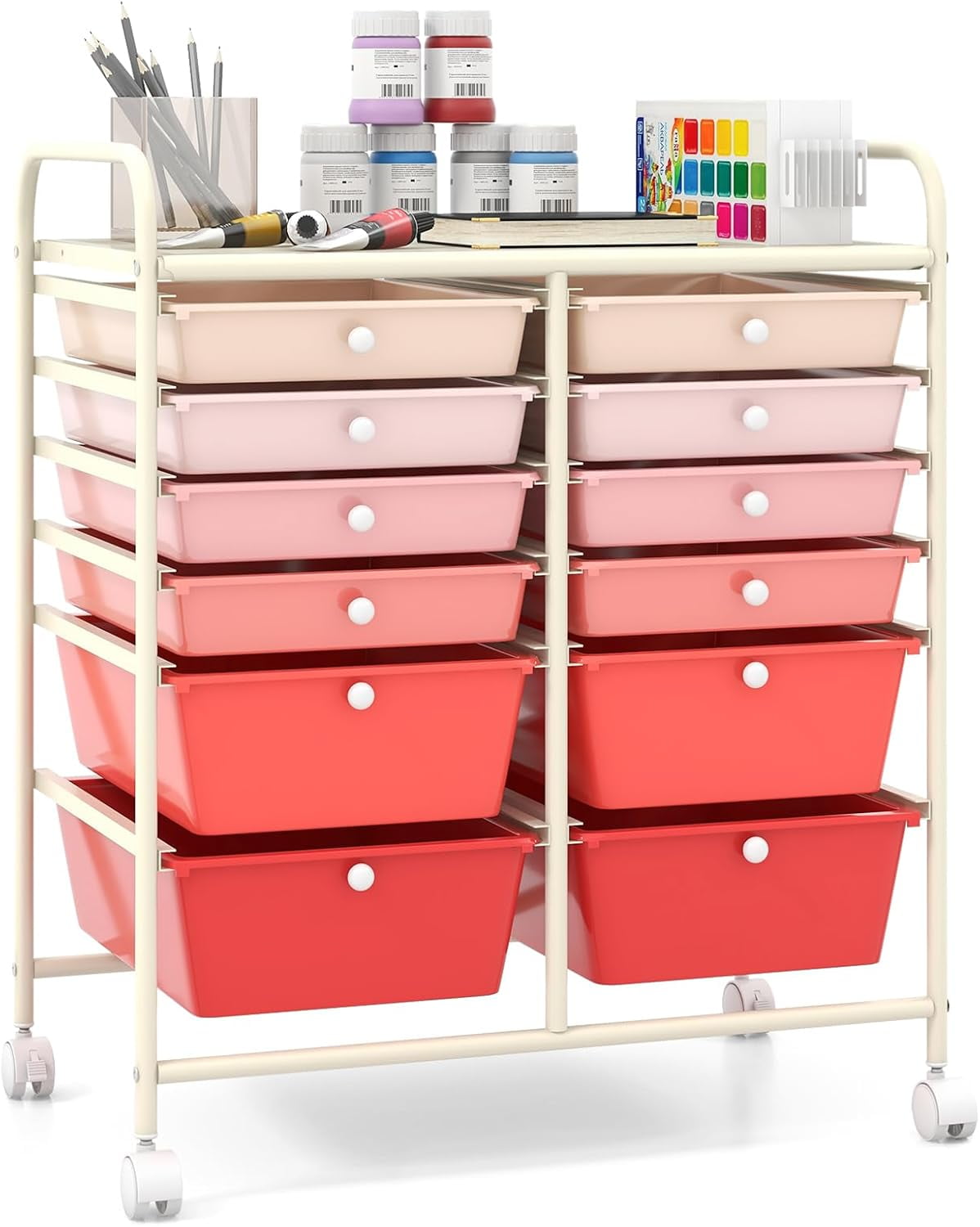Hongwa 12 Drawer Rolling Storage Cart Tools Scrapbook Paper Office ...