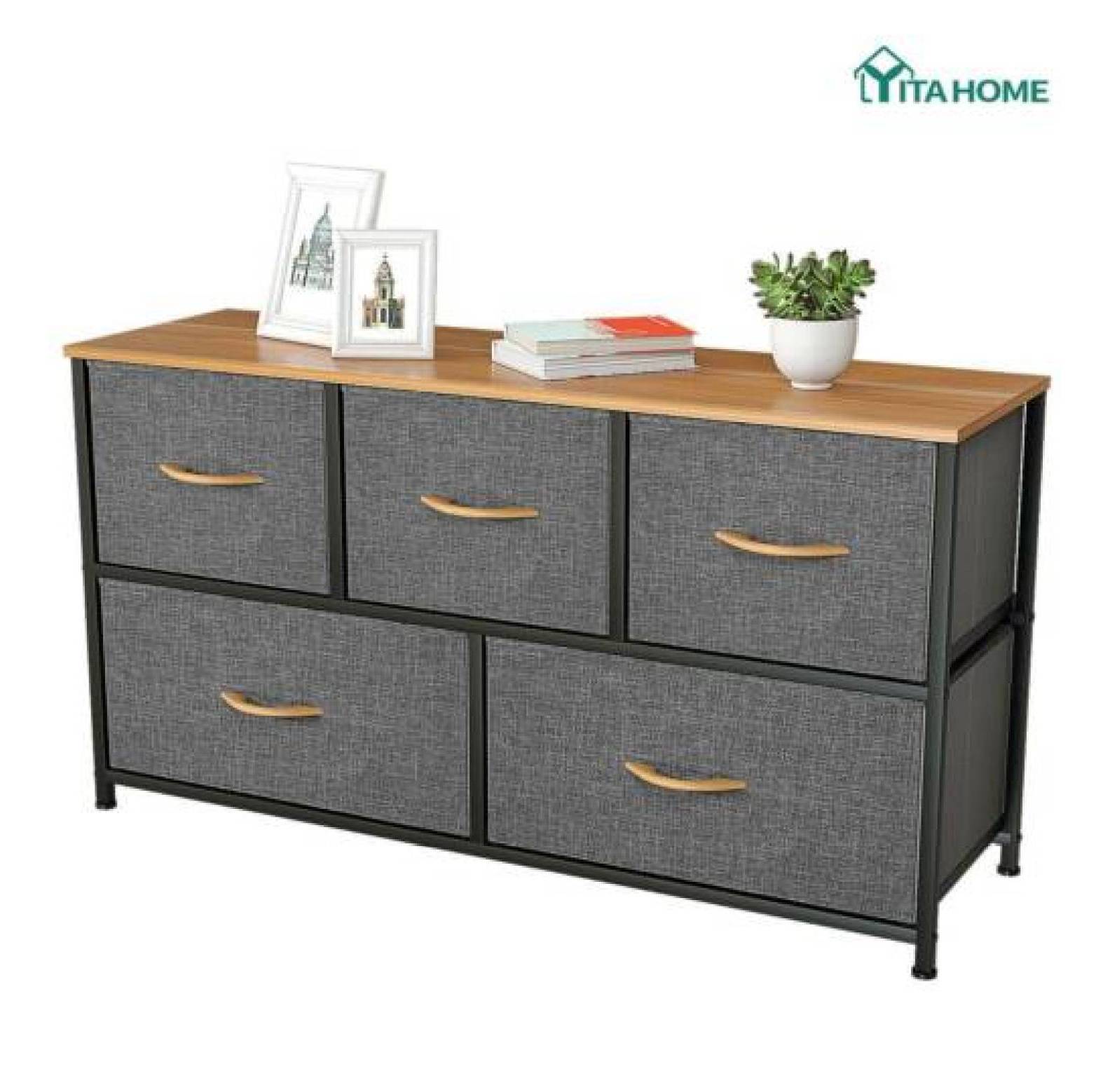 Hongwa 5 Drawers Storage Dresser Nightstand Chest of Tower Organizer ...