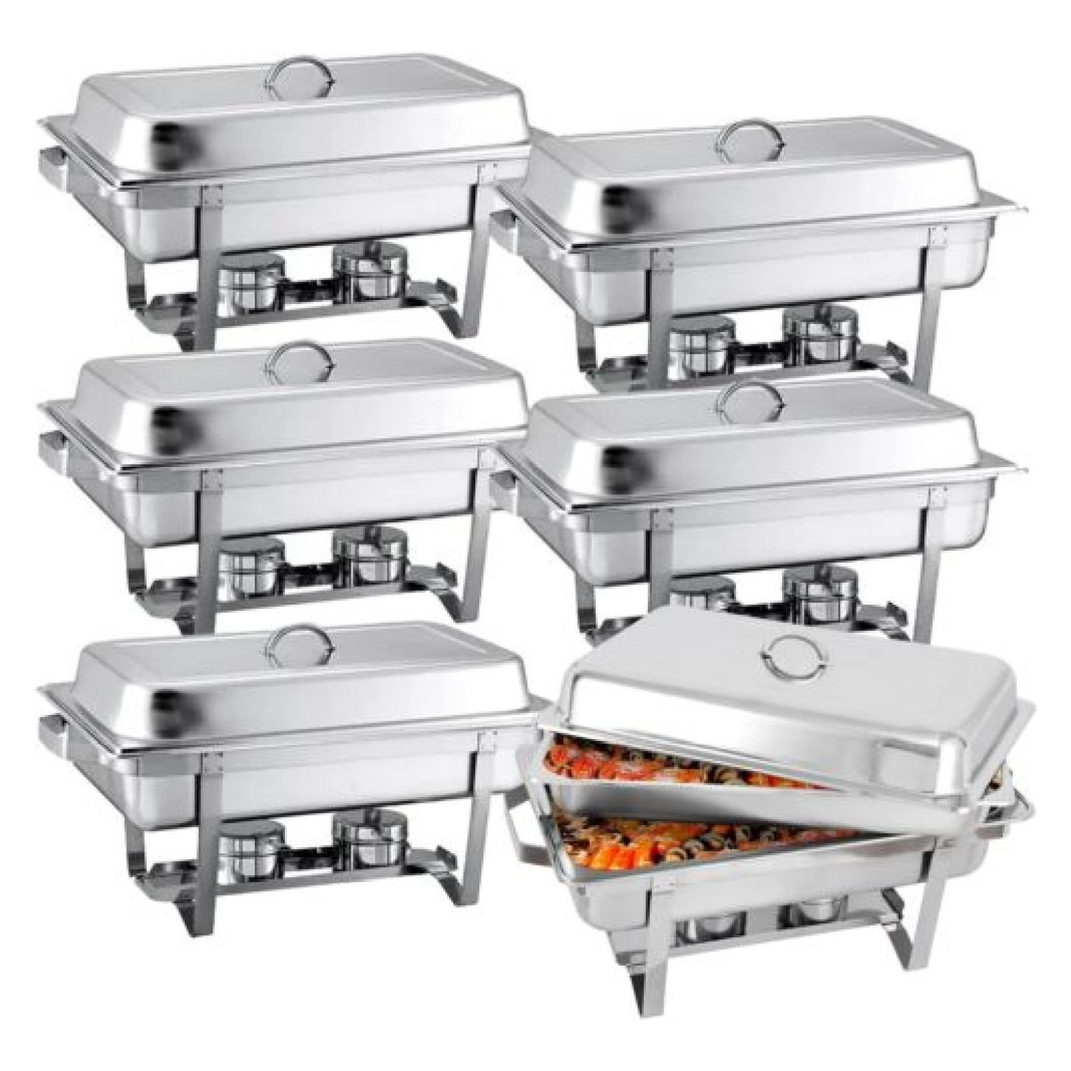 Hongwa 6 Pack Chafing Dish Buffet Set 8Qt Stainless Steel Complete ...