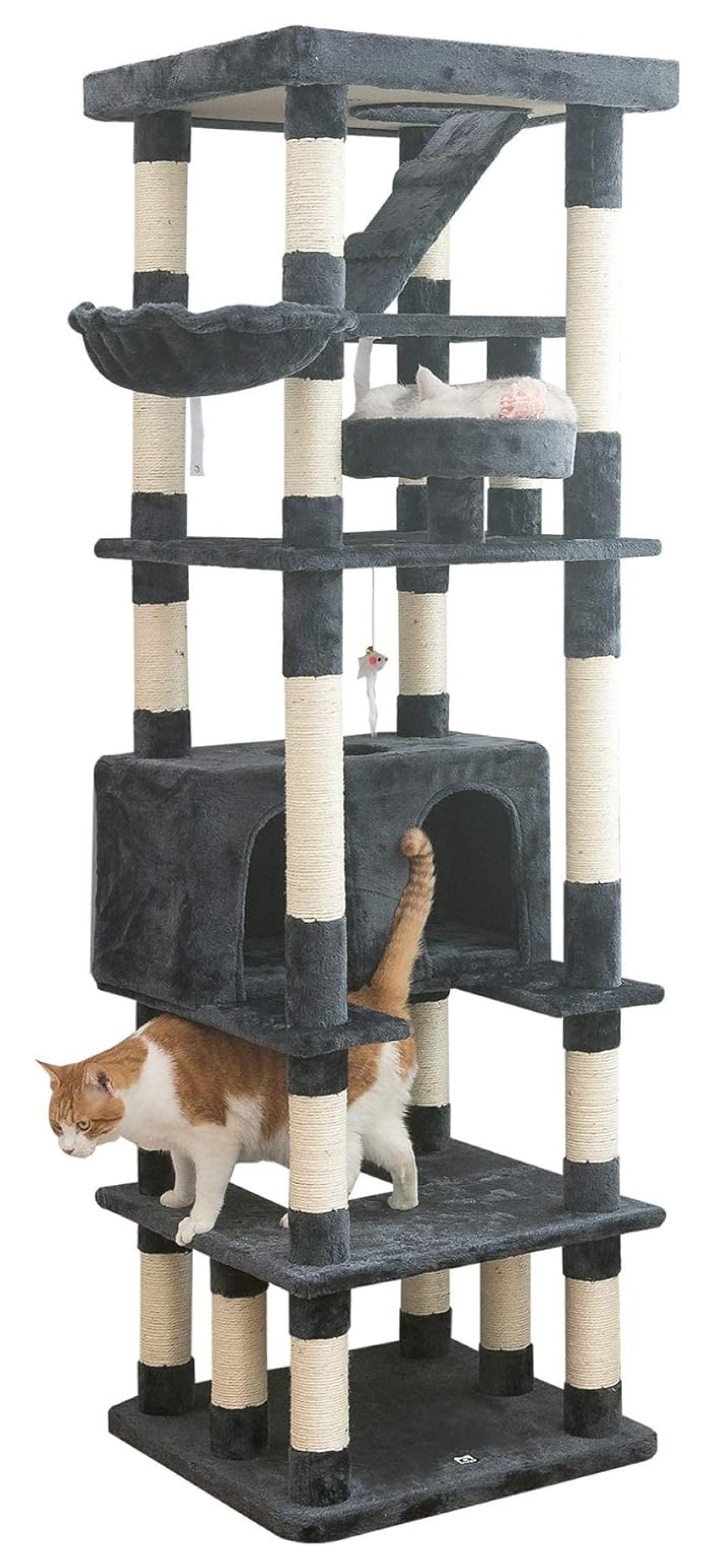 Hongwa 74.8 inches Large Cat Tree with Sisal-Covered Scratching Posts ...