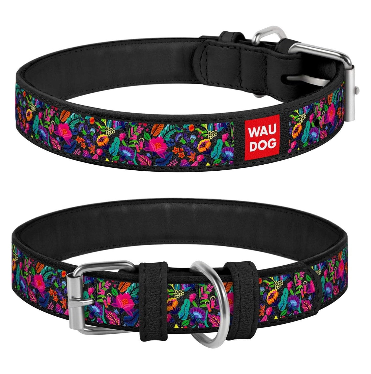 Hongwa Design Leather Dog Collar for Puppy Small Medium and Large Dogs Magic Flowers - Boy ...