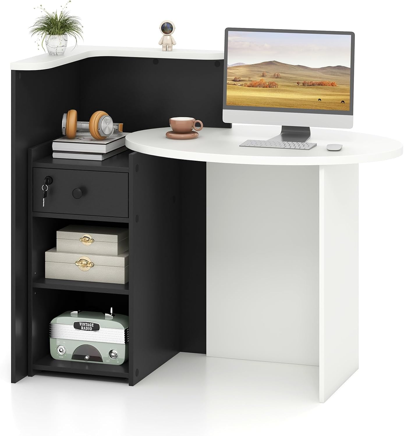 Hongwa Reception Desk, Front Counter Desk with Lockable Drawer ...