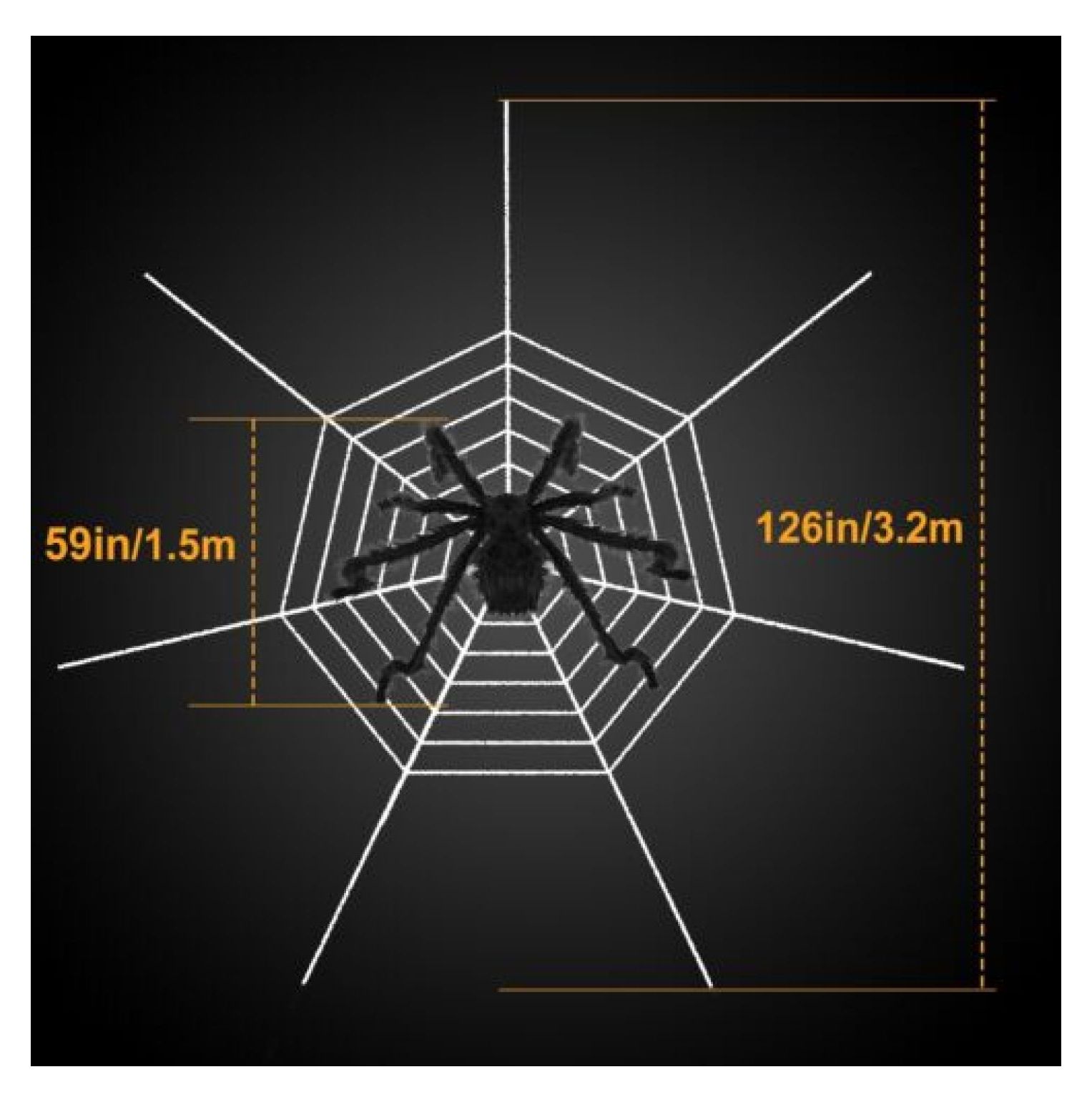 Hongwa Spider Haunted House Prop Outdoor Party Garden Decor with 126in ...