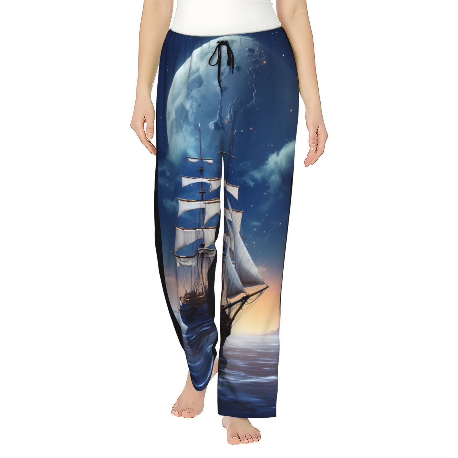 Honiee Moonlit Night Sea Sailboat for elegant Women's Lounge Pants and ...