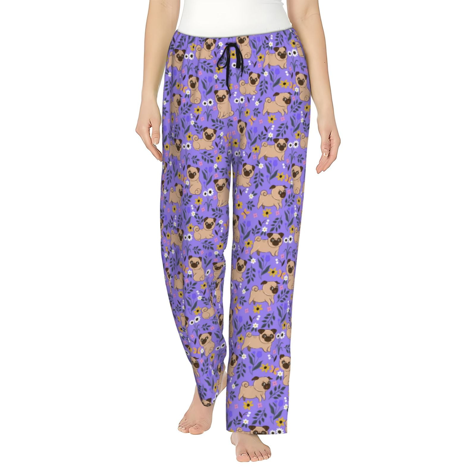 Honiee Pugs and Flowers for elegant Women's Lounge Pants and Pajama ...
