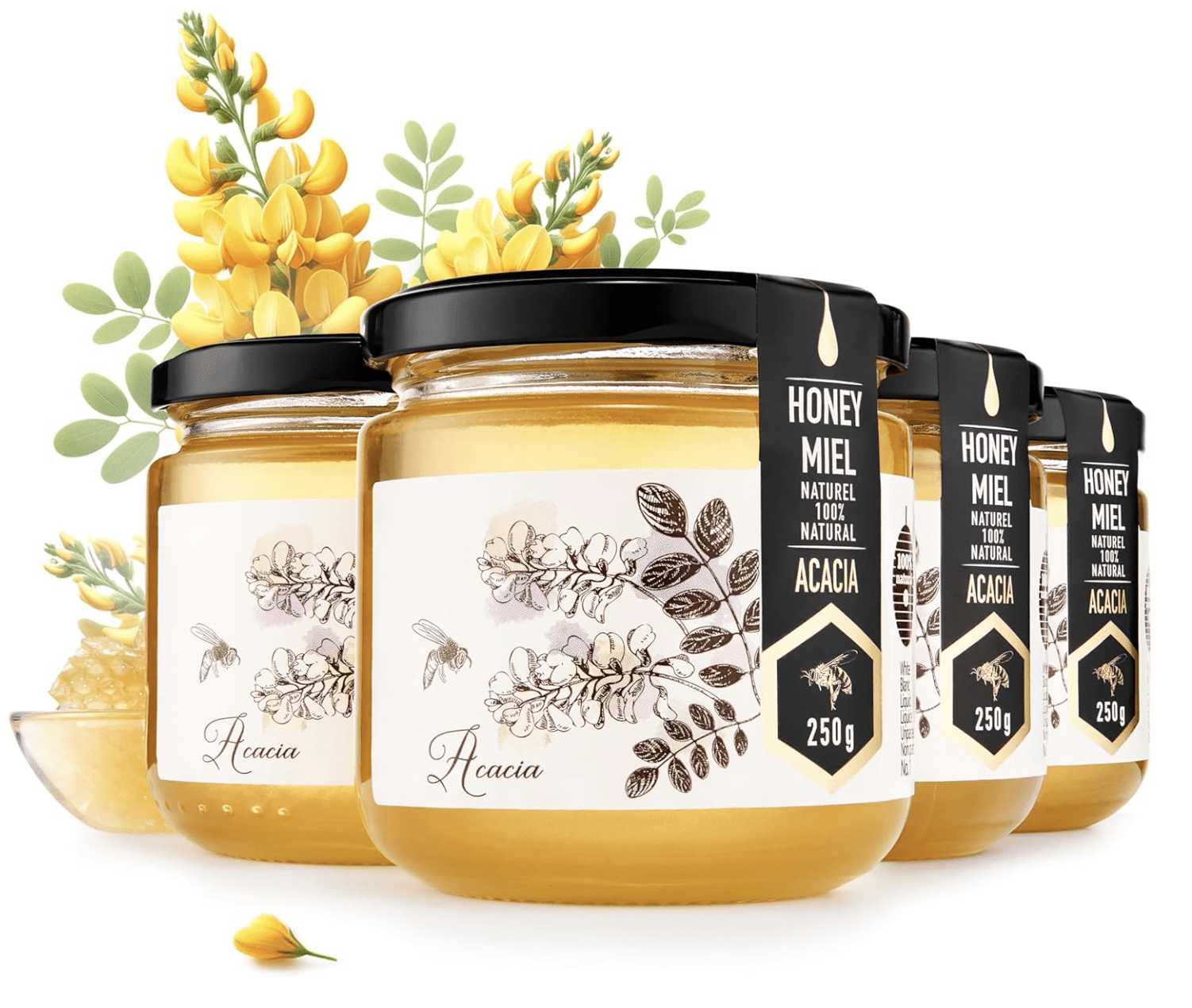 Honigma Honey Set of 4 flovours: Acacia, Buckwheat, Linden, Sunflower ...