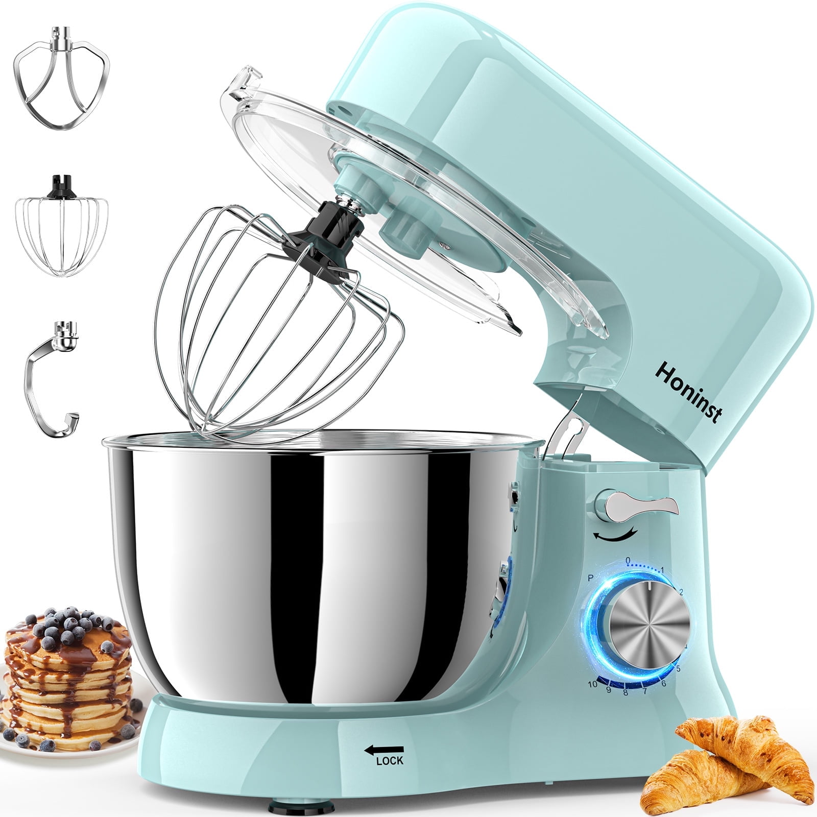 Honinst 5.5 QT Stand Mixer, Lightweight 10+P Speeds with Tilt-Head ...