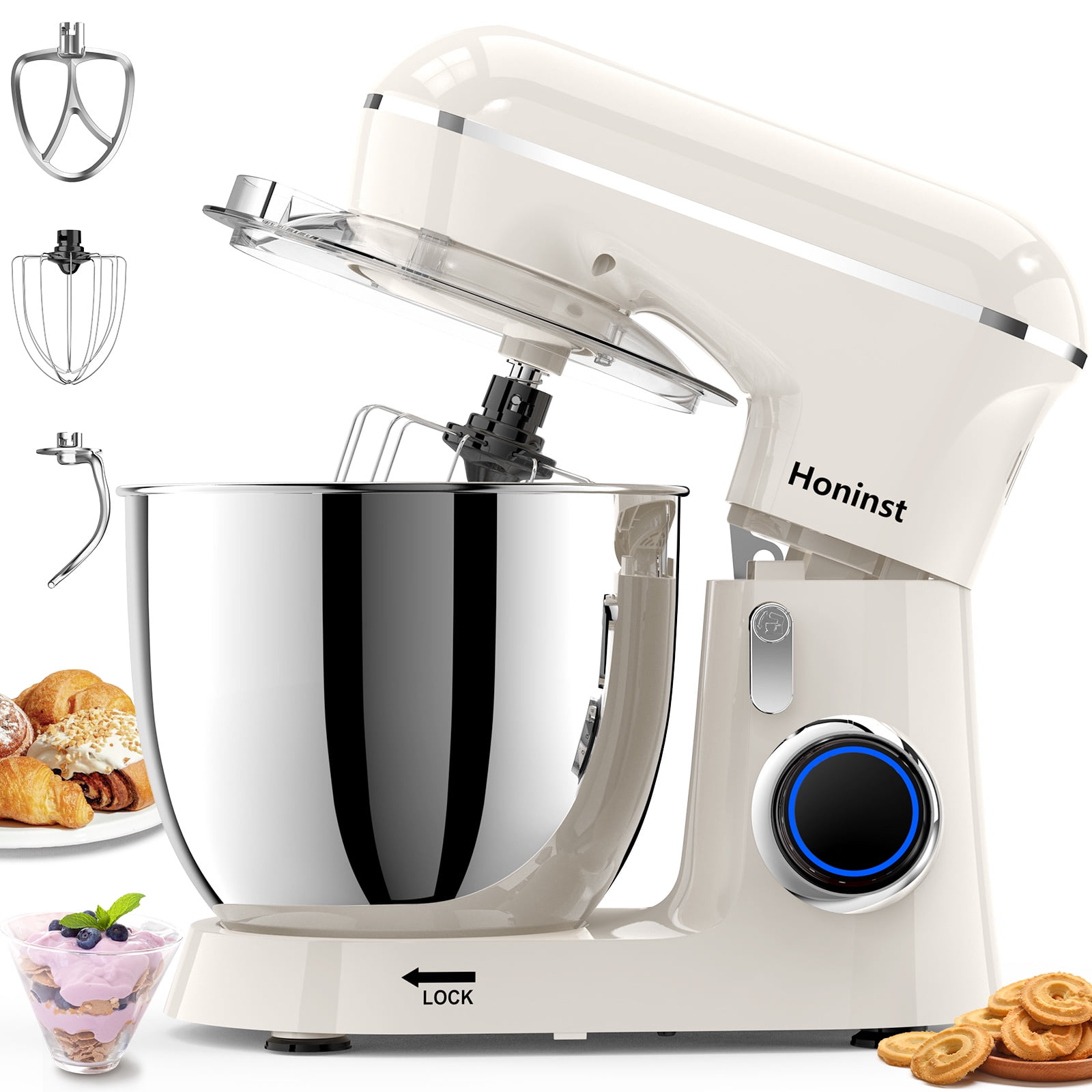 Honinst 6.5QT 660W Electric Stand Mixer, 10+P Speeds Lightweight with ...