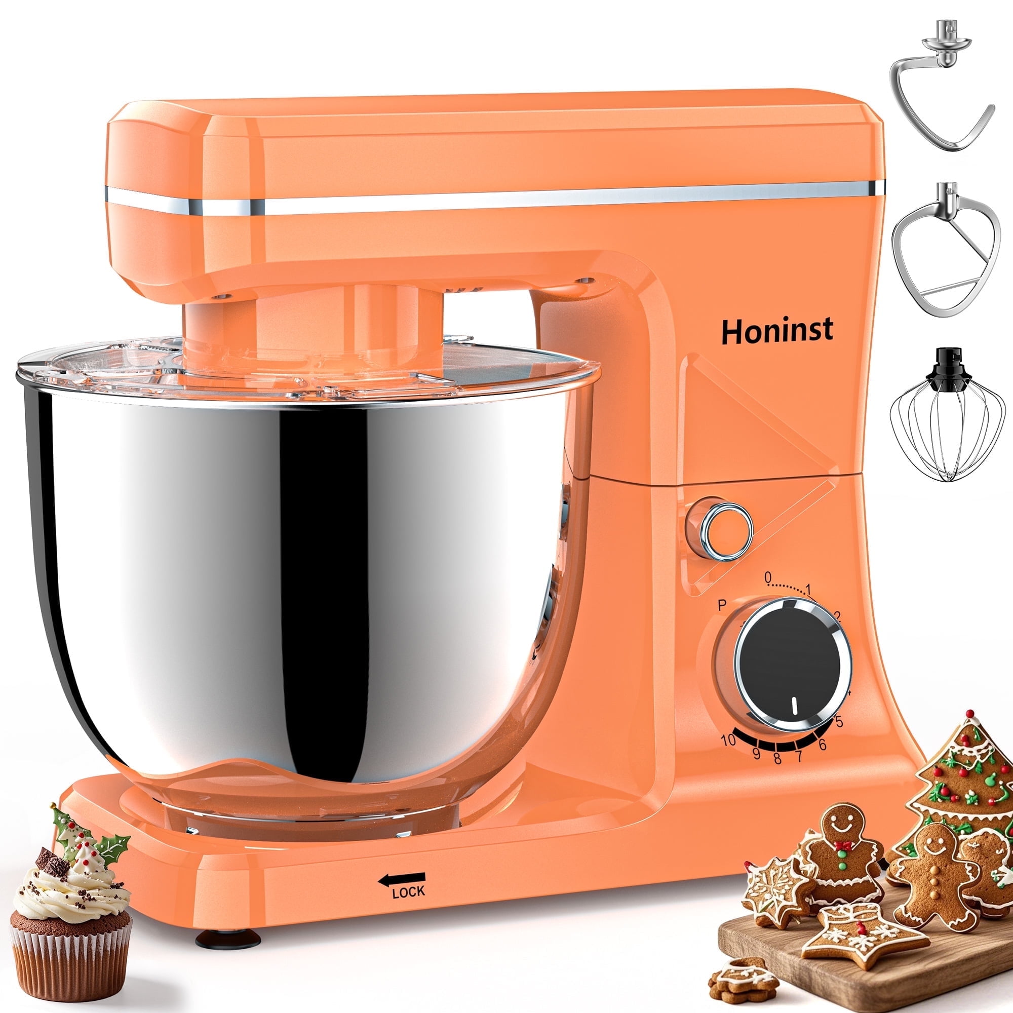 Honinst 6-QT Tilt-Head Stand Mixer, 3 in 1 Multi-Functionality 10+P ...