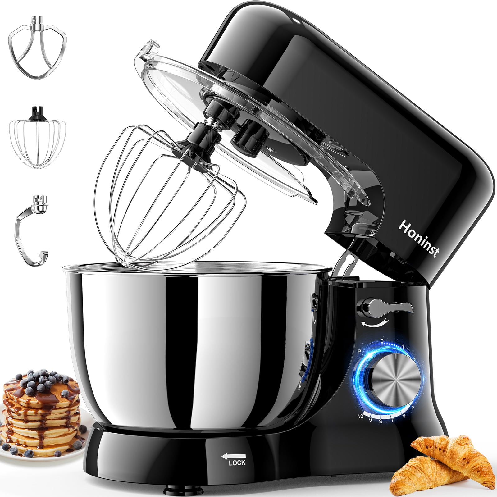 Honinst 6QT Stand Mixer, Lightweight 10+P Speeds with Tilt-Head ...