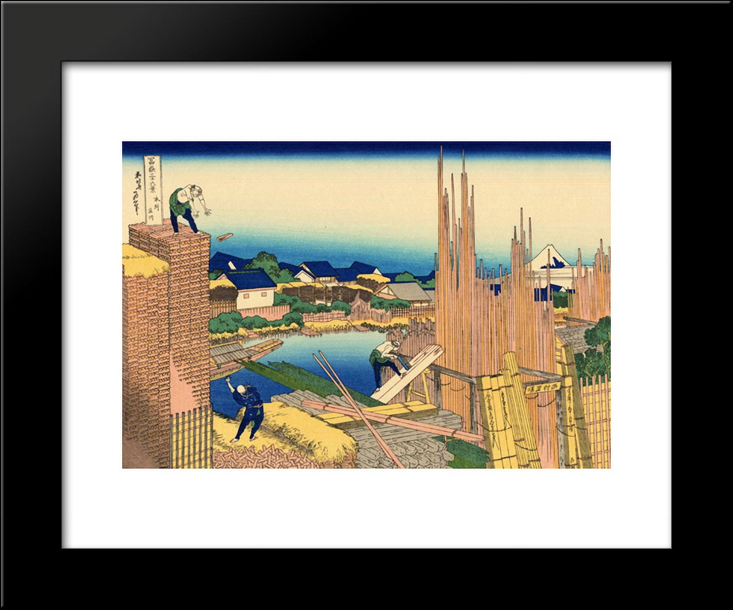Honjo Tatekawa, the timberyard at Honjo 20x24 Framed Art Print by ...