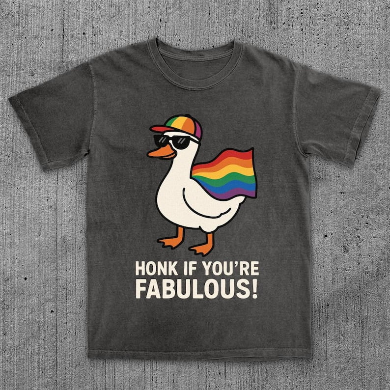 Honk If You’re Fabulous – Cute Pride Duck Shirt with Rainbow Cape ...