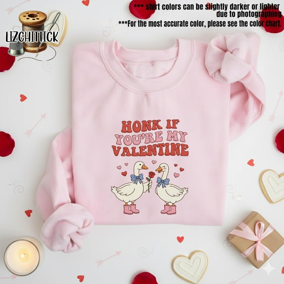 Honk If You’re My Valentine Embroidered Sweatshirt, Cute Goose Couple ...