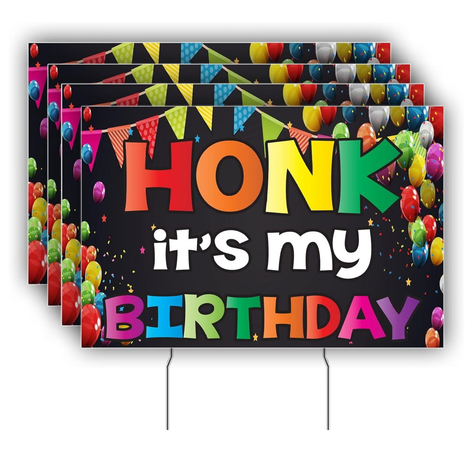 Honk It's My Birthday Yard Sign Set of 4, Double Sided, Outdoor ...