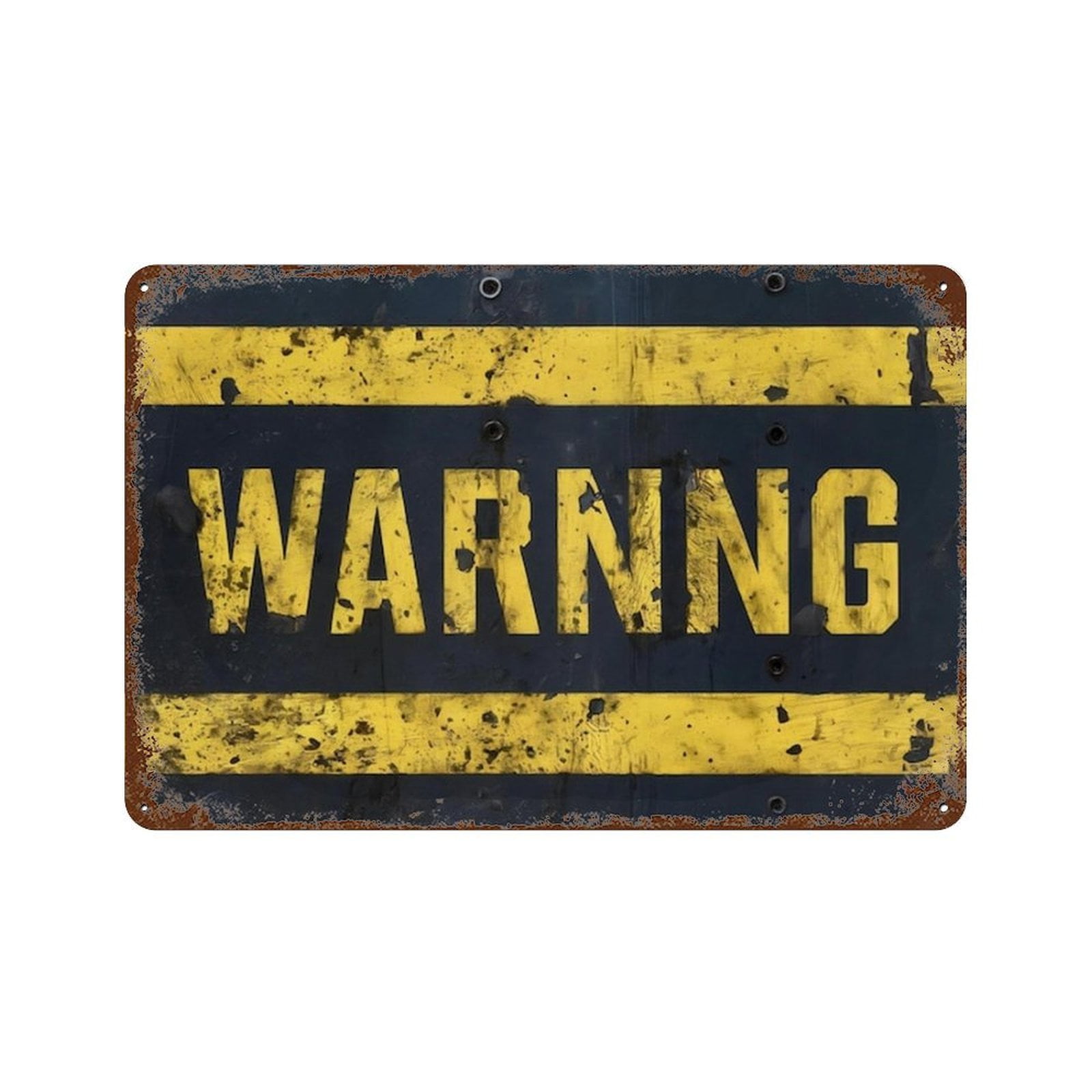 Rustic - Look "WARNING" Sign with Worn - Out Typography Metal Tin Sign ...