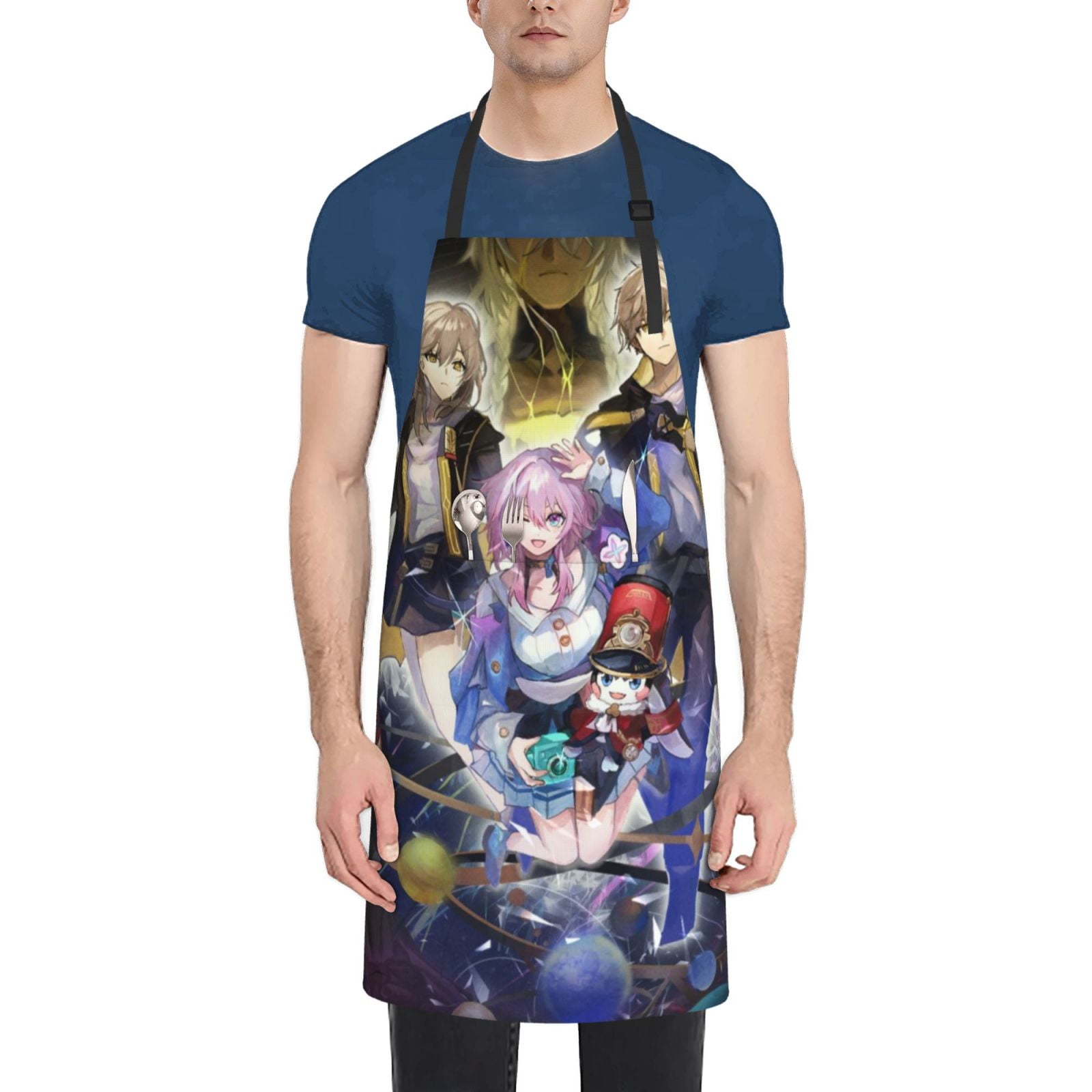 Honkai Star Rail Apron for Women and Men with Pockets, Adjustable Waterproof Chef Aprons for ...