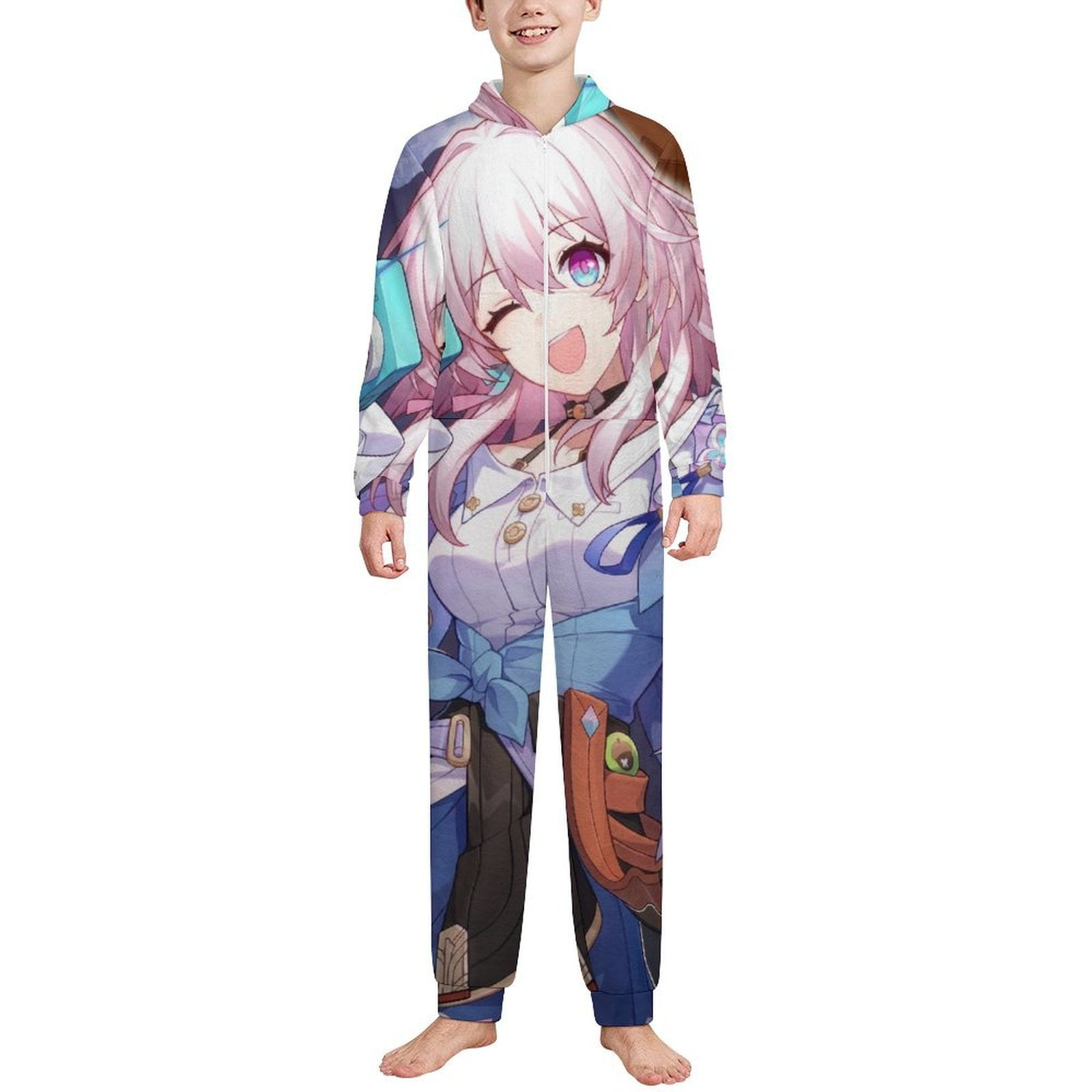 Honkai Star Rail Kids One Piece Pajama Hooded Union Suit PJs Sleepwear ...