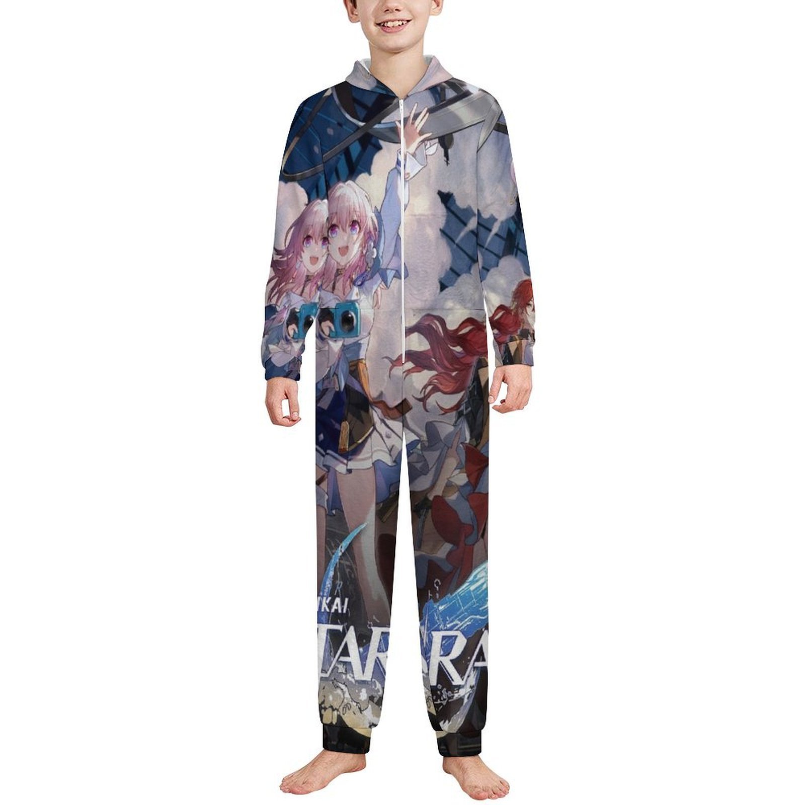 Honkai Star Rail Kids One Piece Pajama Hooded Union Suit PJs Sleepwear ...