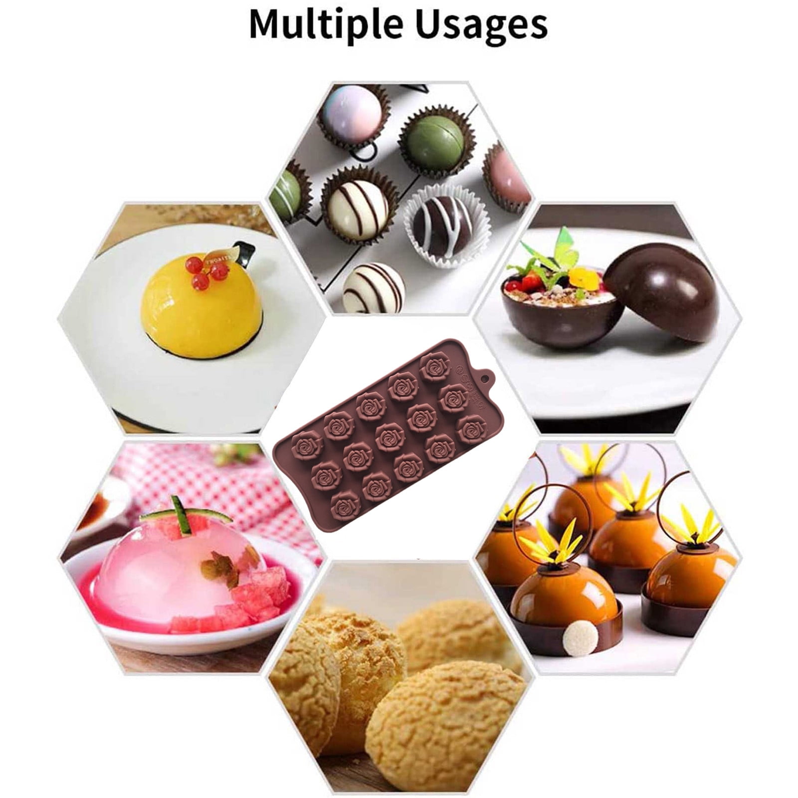 Honmine 15-Cavity Rose Chocolate Mold, Cold Process Soap and Jelly ...