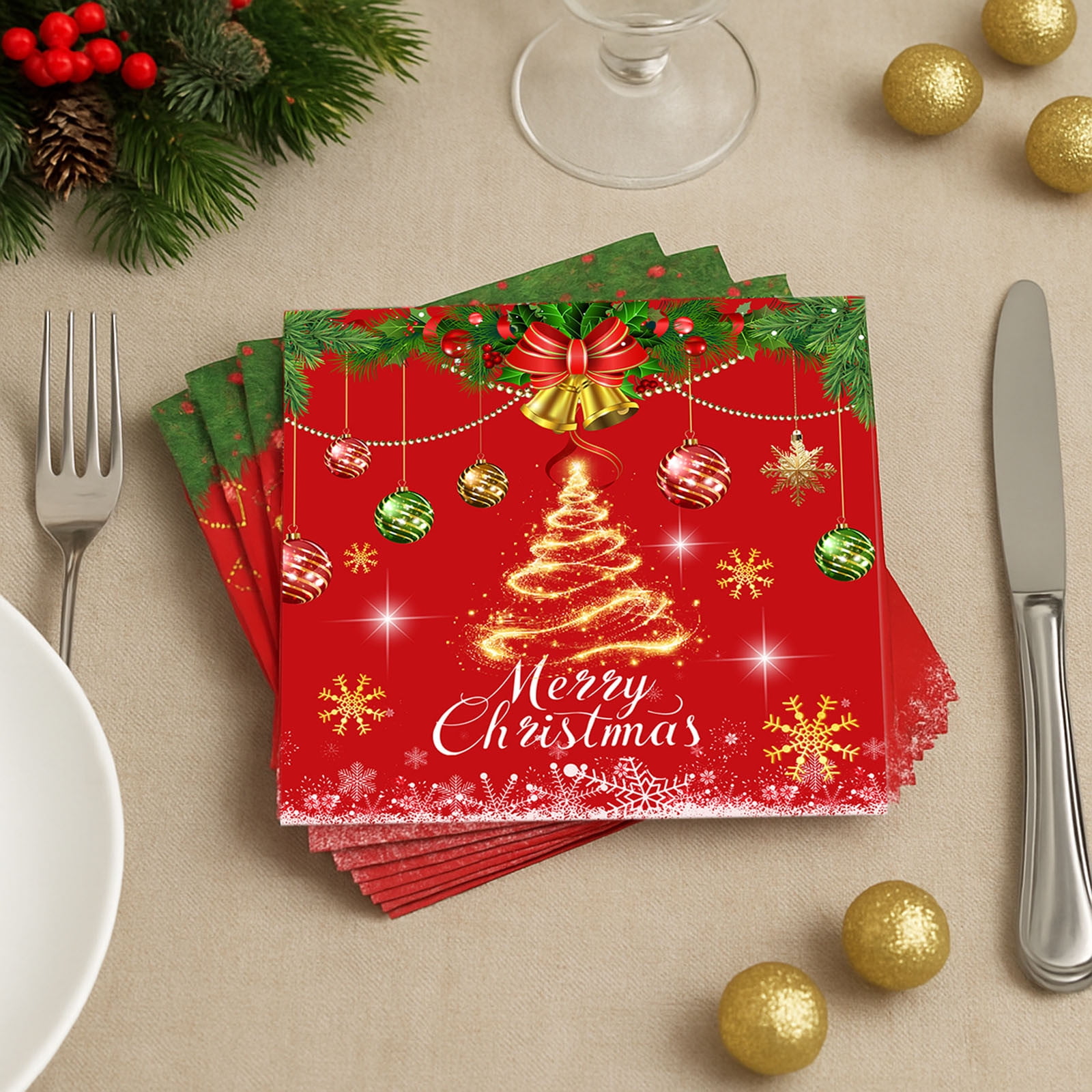 Honmine 20Pcs Christmas Paper Plates 20 Pcs 9 Inch Dinner Plates 20 Pcs ...