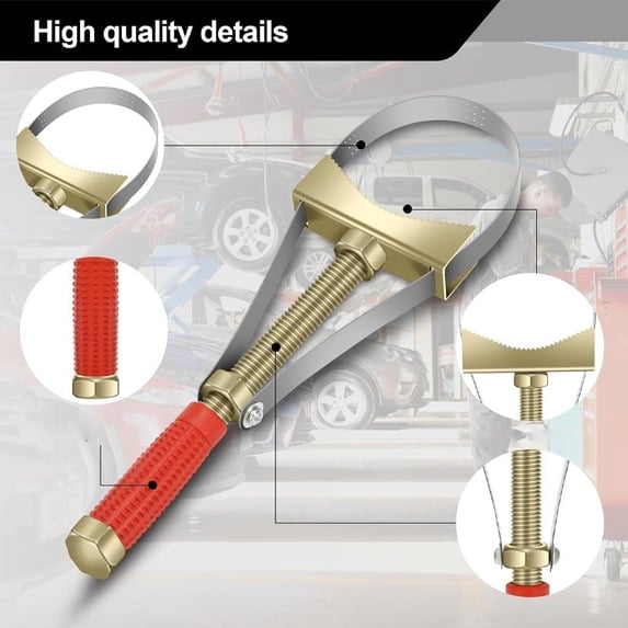 Honmine Adjustable Steel Oil Filter Wrench, Universal Strap Tool for ...