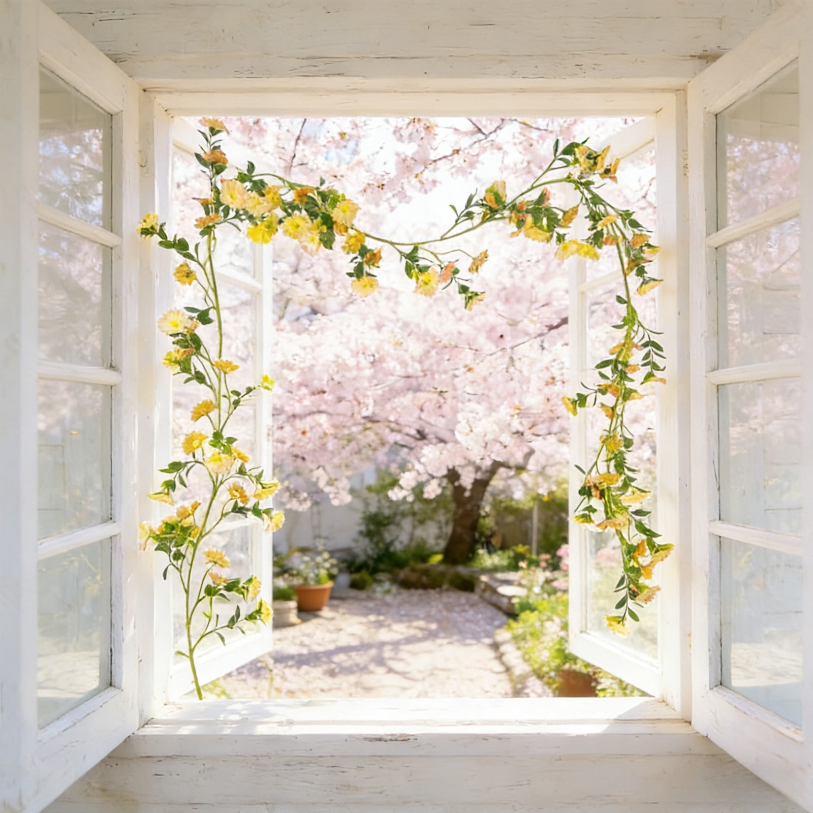 Honmine Artificial Flower Vine, Fake Greenery Garland with Faux Leaves ...