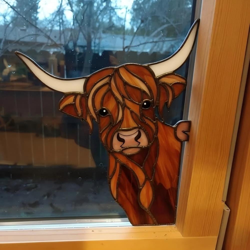 Honmine Cattle Window Corner Decor, Animal Theme Silhouette Decoration ...
