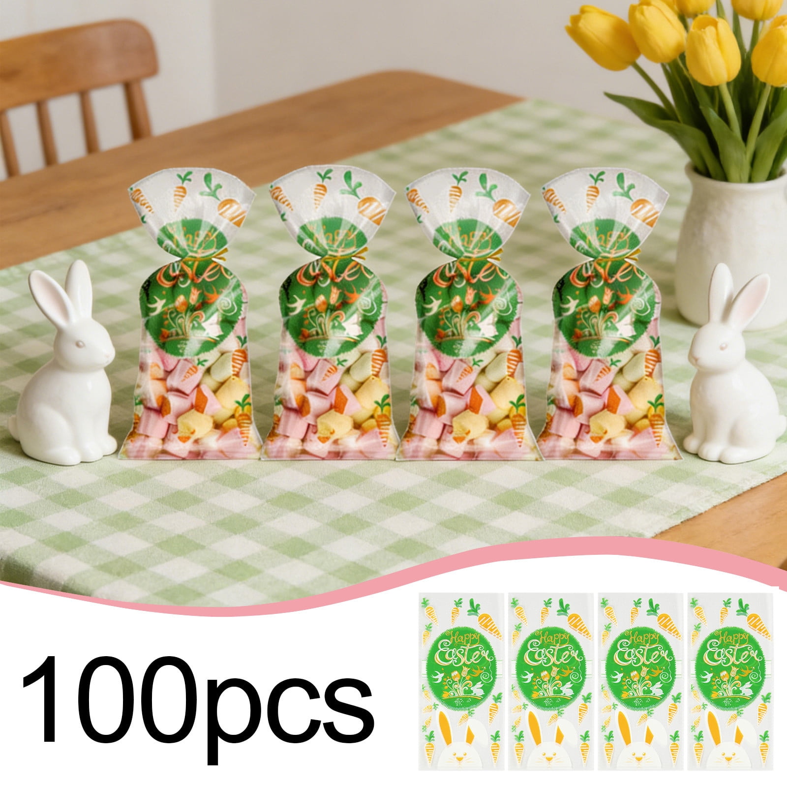 Honmine Easter OPP Candy Bags, Clear Plastic Packaging with Festive ...