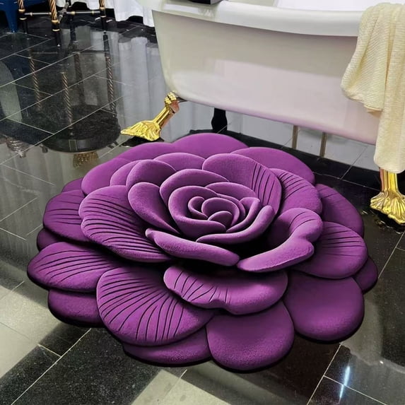 Honmine Flower Shaped Diatomaceous Earth Mat, 3D Visual Doorway Foot ...